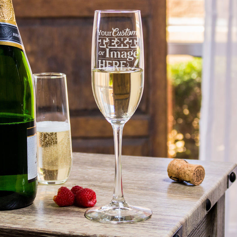 Personalized Stemless Champagne Flutes - Design: CUSTOM - Everything Etched