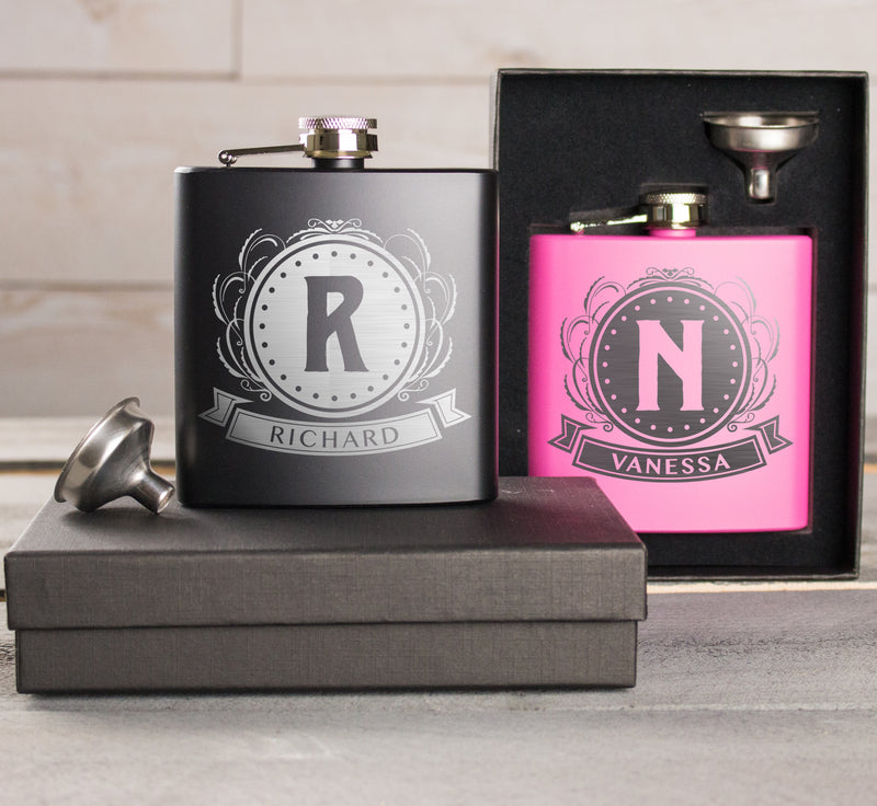 Metal Engraved Flask - Design: CUSTOM - Everything Etched
