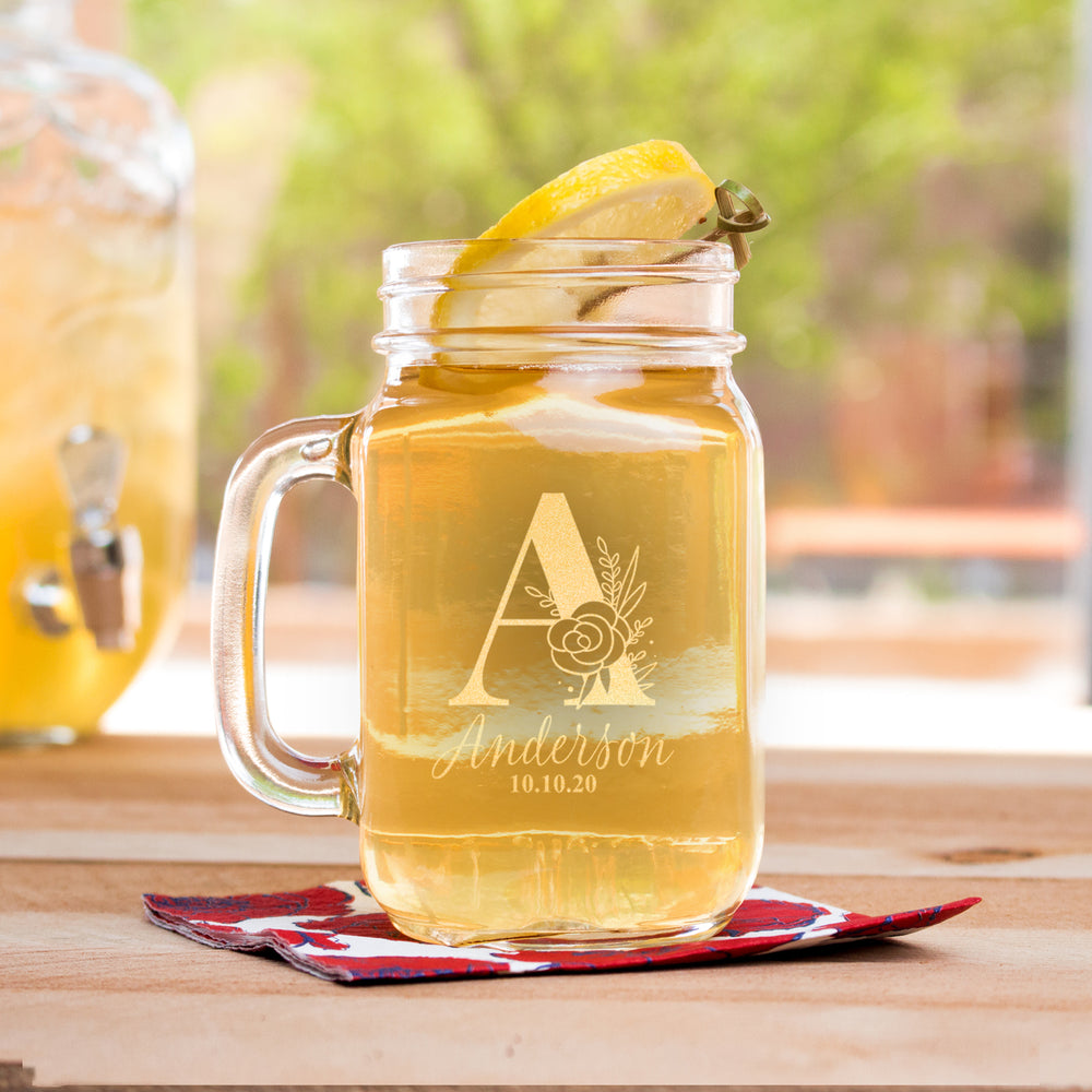 Engraved Mason Jars - Design: CUSTOM - Everything Etched