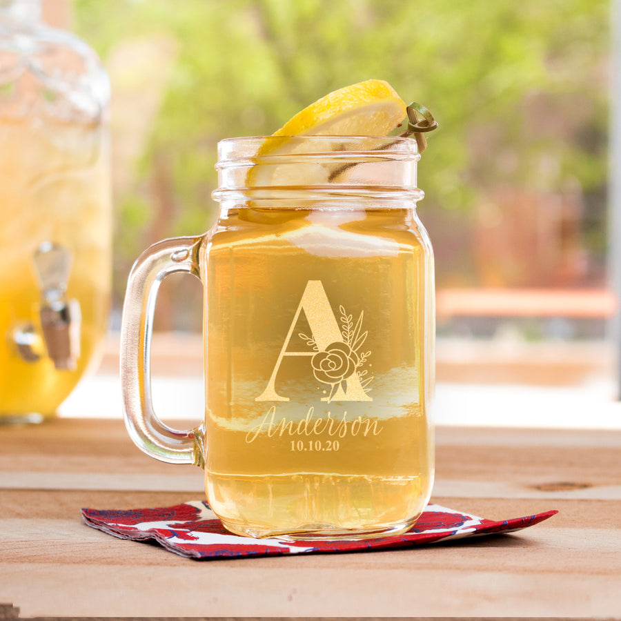 Engraved Mason Jars - Design: CUSTOM - Everything Etched