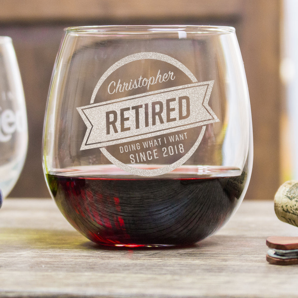 Champagne Flute for Retiree - Design: RETIRED - Everything Etched