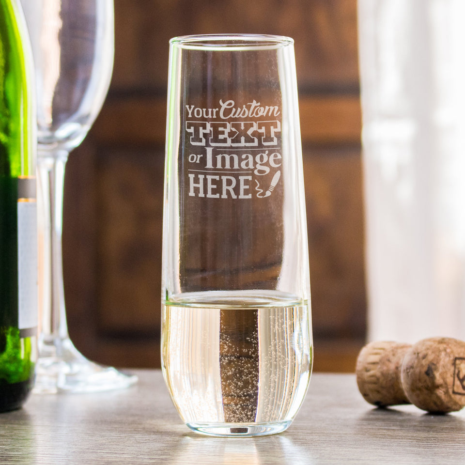 Personalized Stemless Champagne Flutes - Design: CUSTOM – Everything Etched